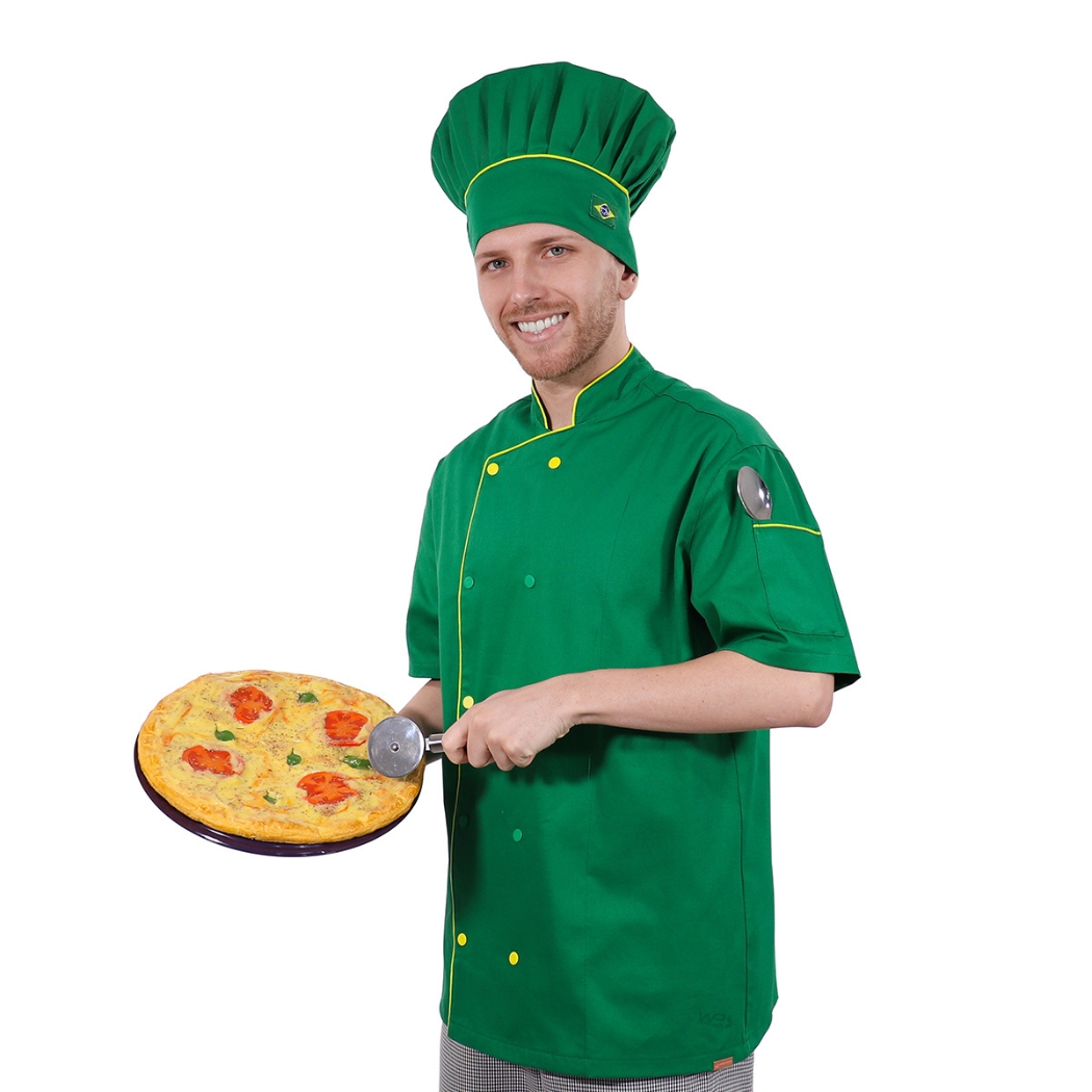 Dólmã Chef Cozinha Profissional Verde Patriota - Dr Chef - DR.CHEF