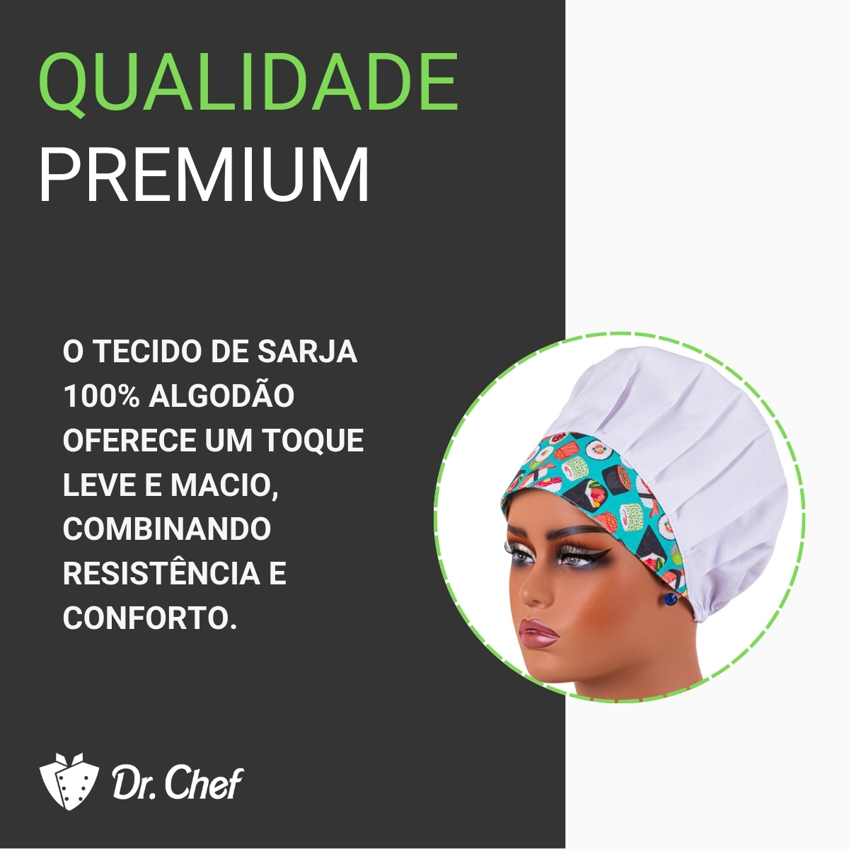 Chapéu Tipo Gorro Profissional Sushi - Dr Chef - DR.CHEF
