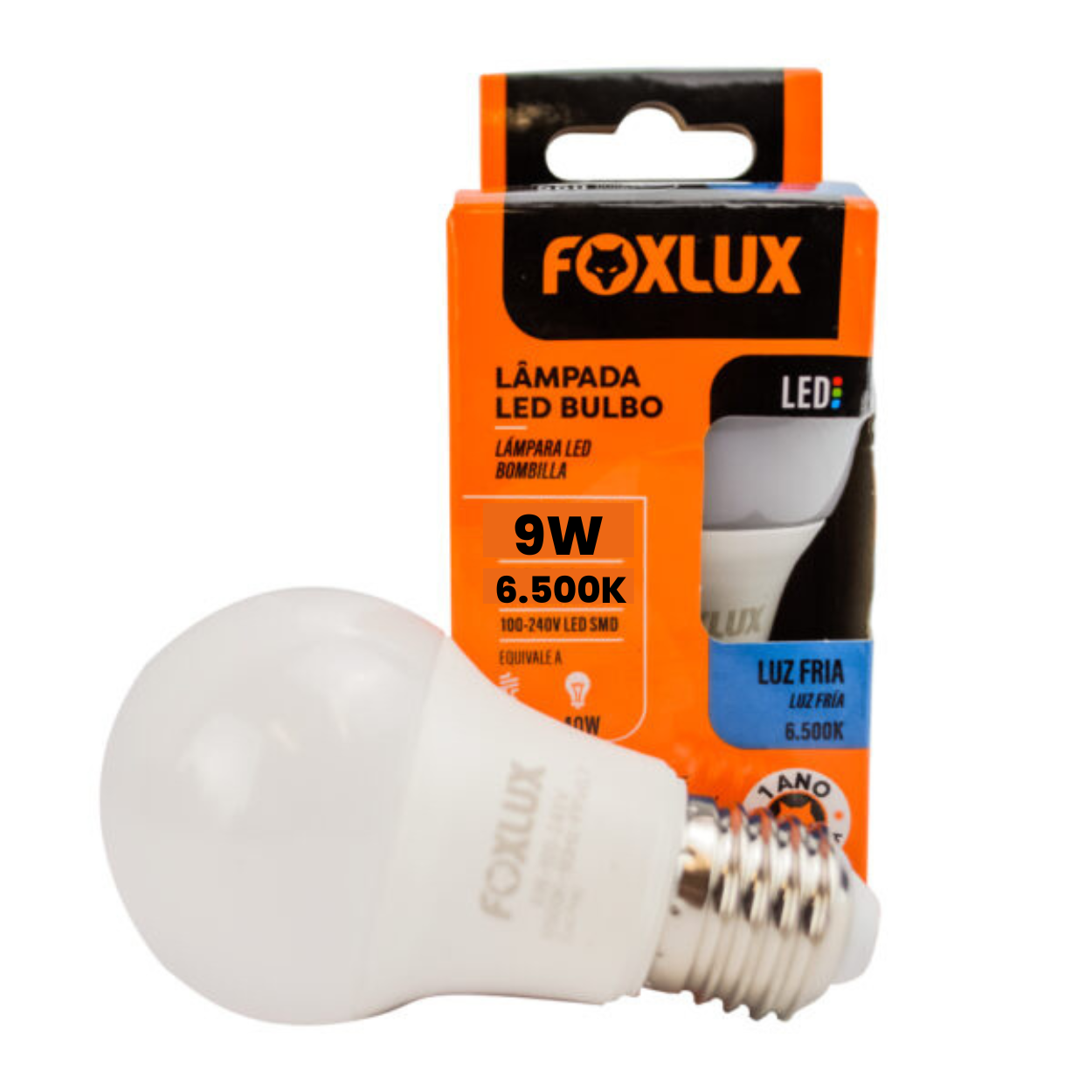 Lâmpada De Led Foxlux Bulbo A60 9W Bivolt Luz Branca 6500K - Brama ...