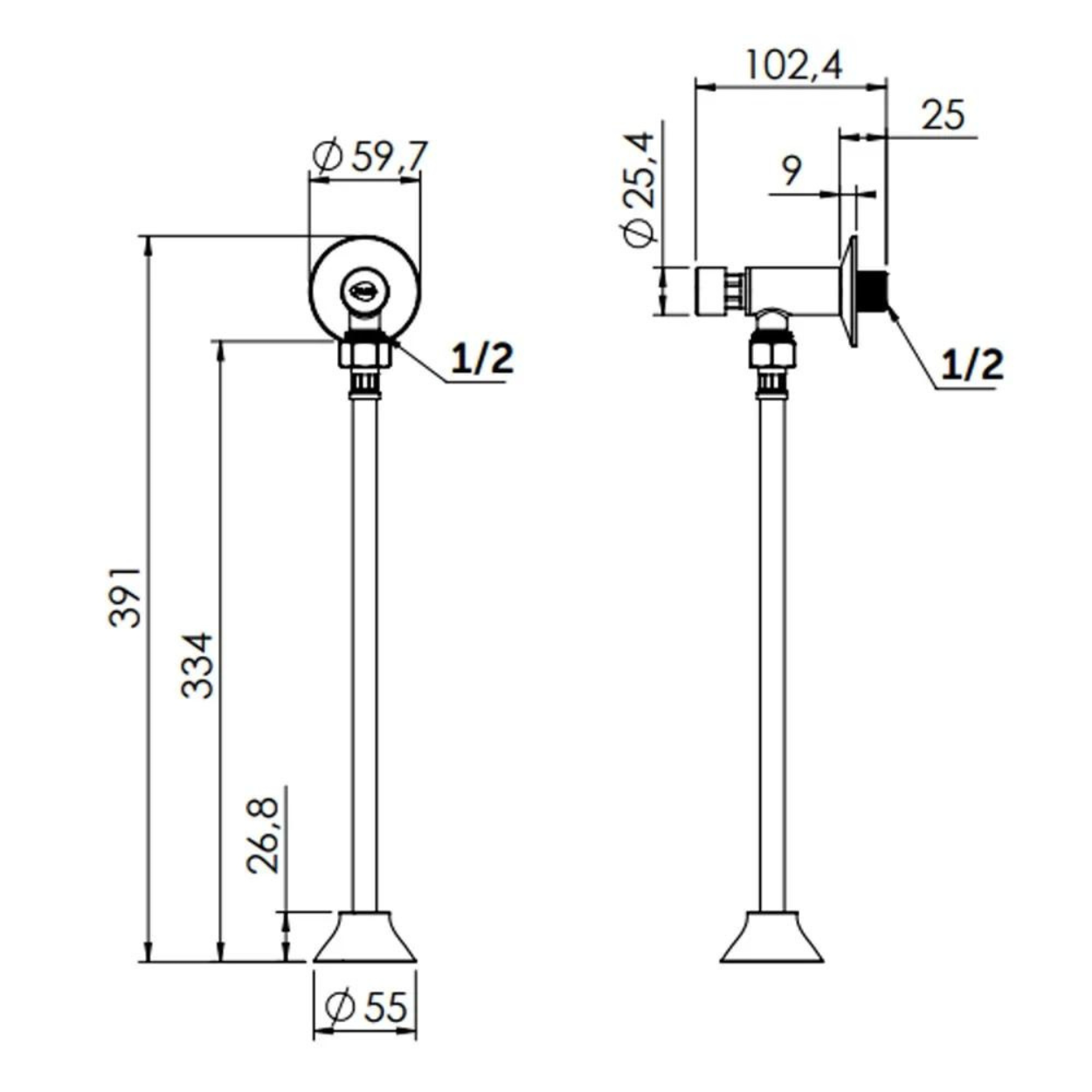 Válvula Temporizada Para Mictório Com Flexível De 30Cm Cromado - Brama ...