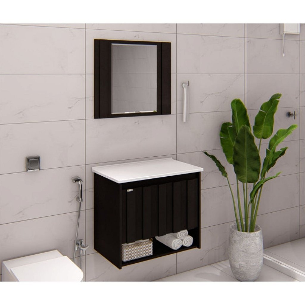 Gabinete para Banheiro Treviso com Espelheira 63cm Rorato | Brama ...