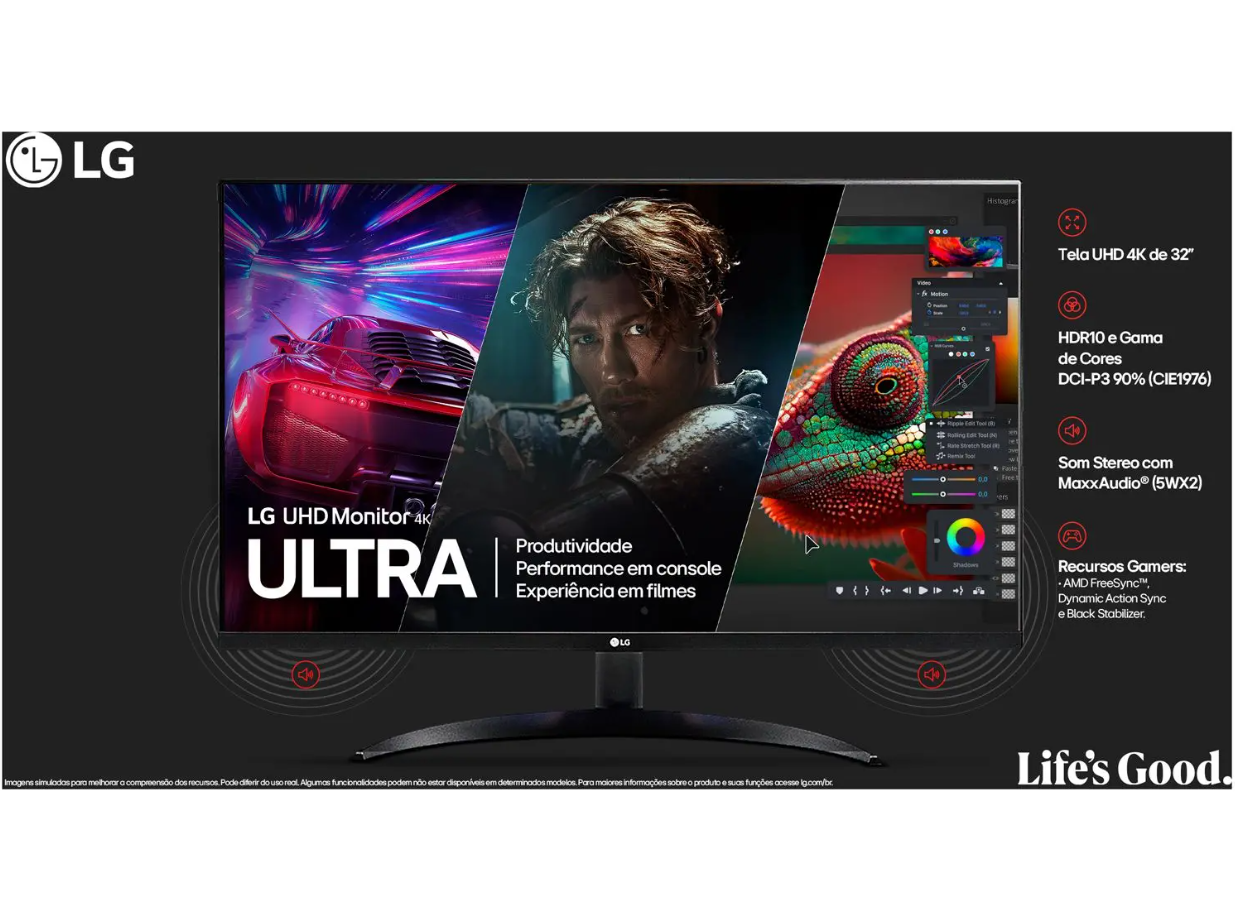 Monitor 32" LG 60Hz 32UR500-B 4K 4ms Display Port - Processtec ...