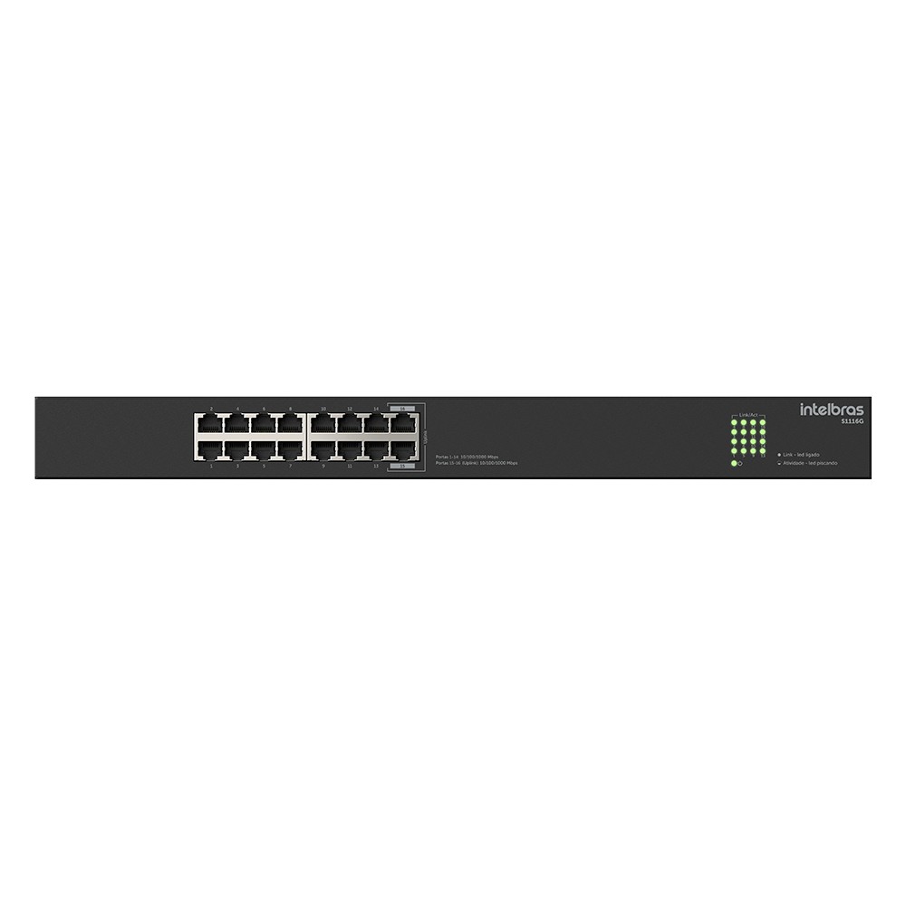 Switch Intelbras 16 Portas Gigabit S1116G - 4760114 - Processtec ...