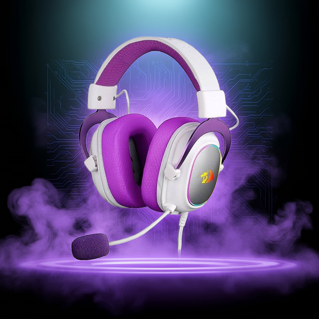 Headset Gamer RedragonZeus x Branco c/ Roxo RGB - H510WP-RGB ...