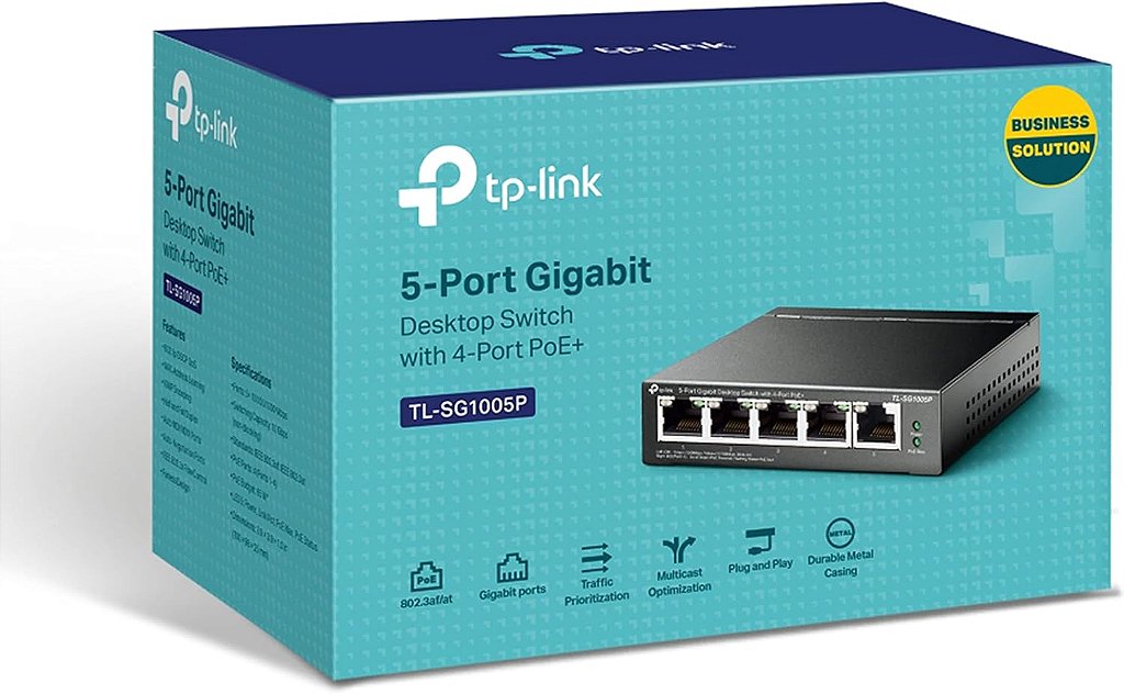 Switch 5P Tp-Link Gigabit 4 Portas Poe+ Tl-Sg1005P - Processtec ...