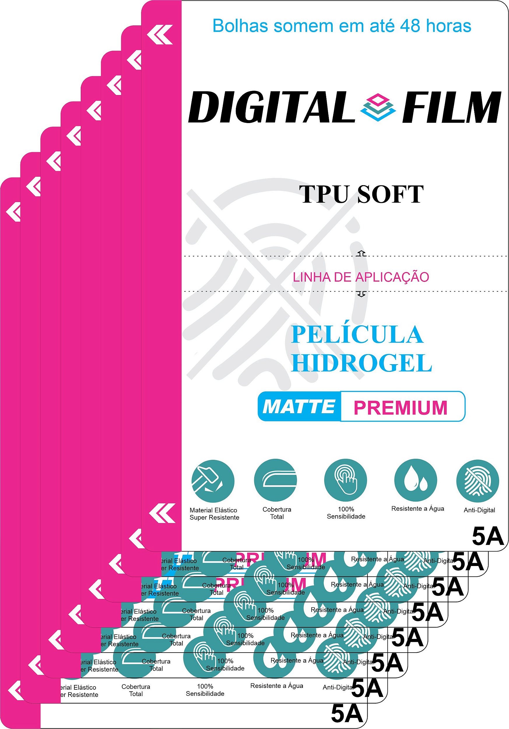 5A - 50 Películas PREMIUM Matte Fosca Hidrogel TPU Soft para Máquinas ...