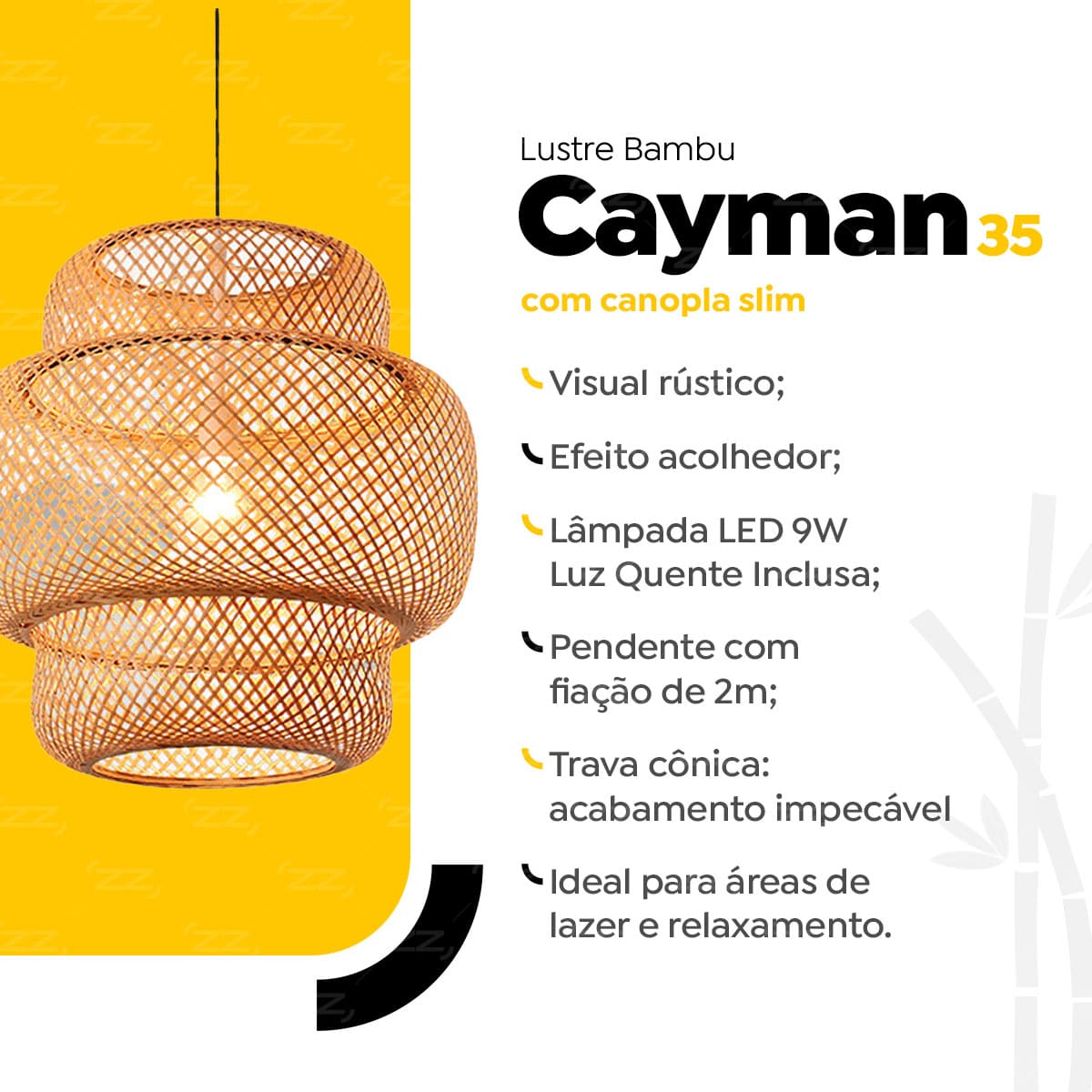 Lustre Bambu Luzza Cayman 35 | Luzza.com.br - Luzza | Soluções Modernas ...