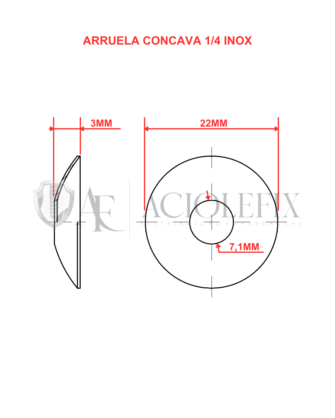 Conjunto de Vedação 1/4 - Arruela Concava Inox 304 + Lisa Pvc - Aciole Fix