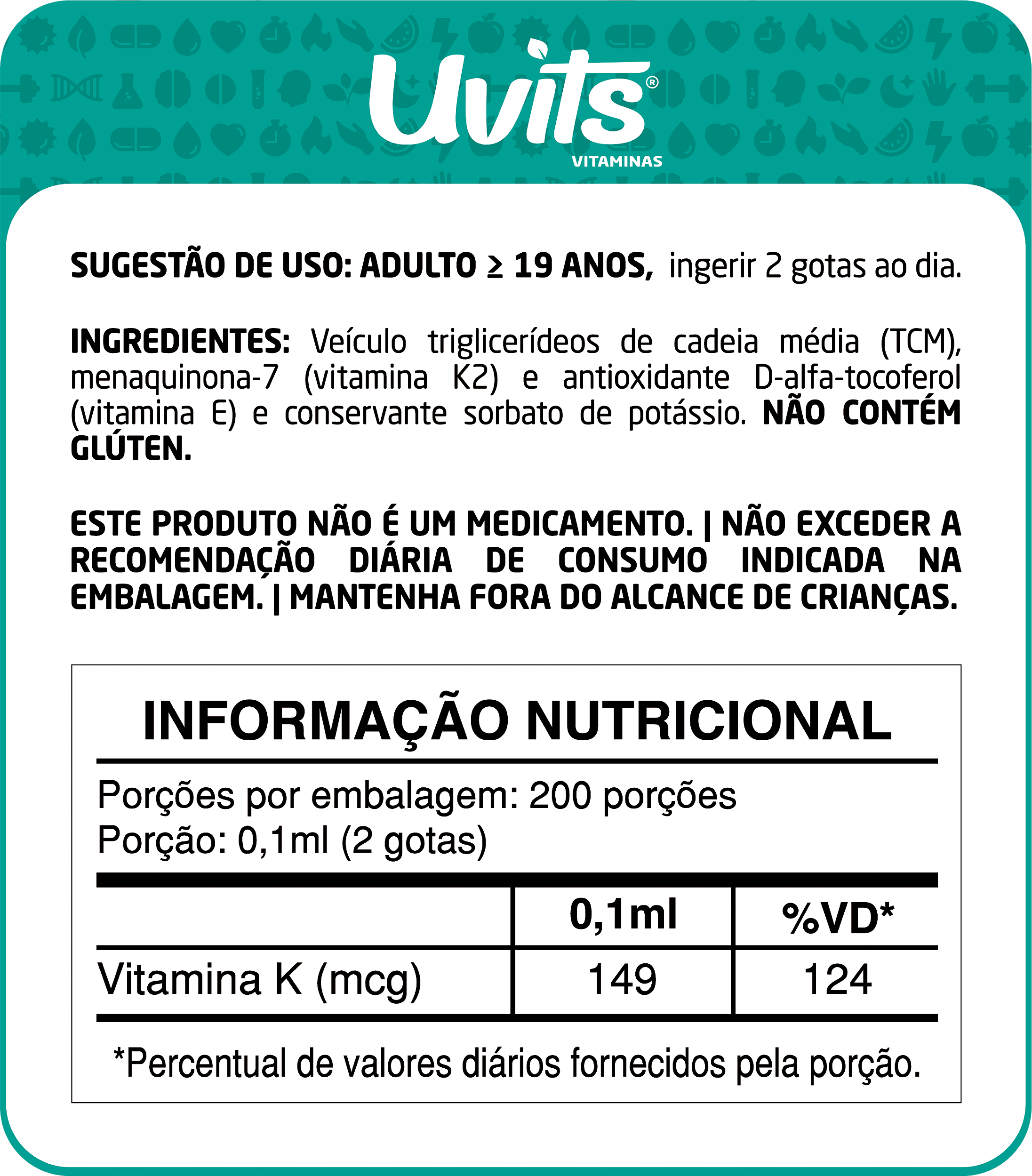 Vitamina K2 MK-7 149mg 20ml-Vitamina K2 MK-7 e Mais na Uvits Vitaminas ...