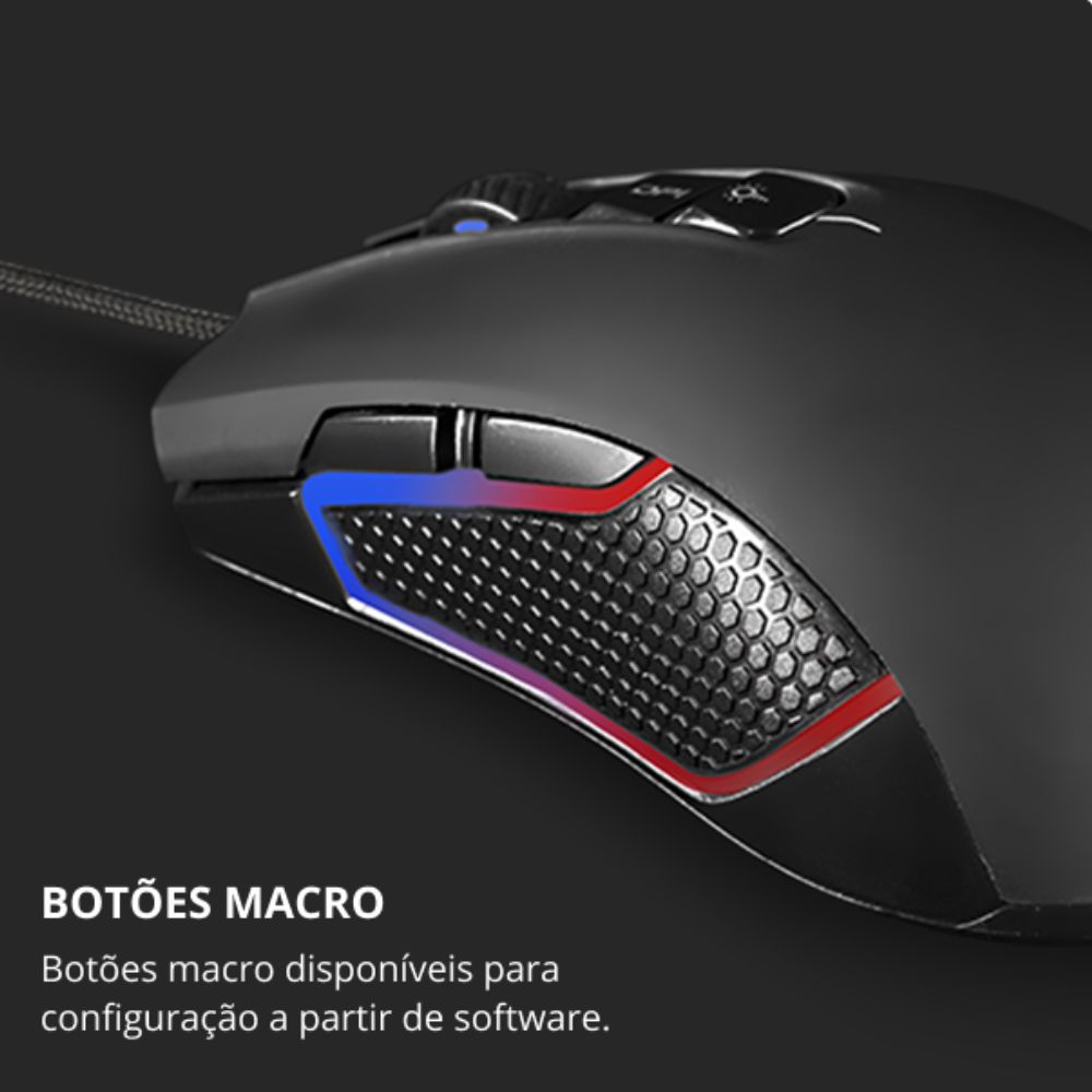 Mouse Gamer Multilaser Perseus RGB MO275 - Crystal Informática