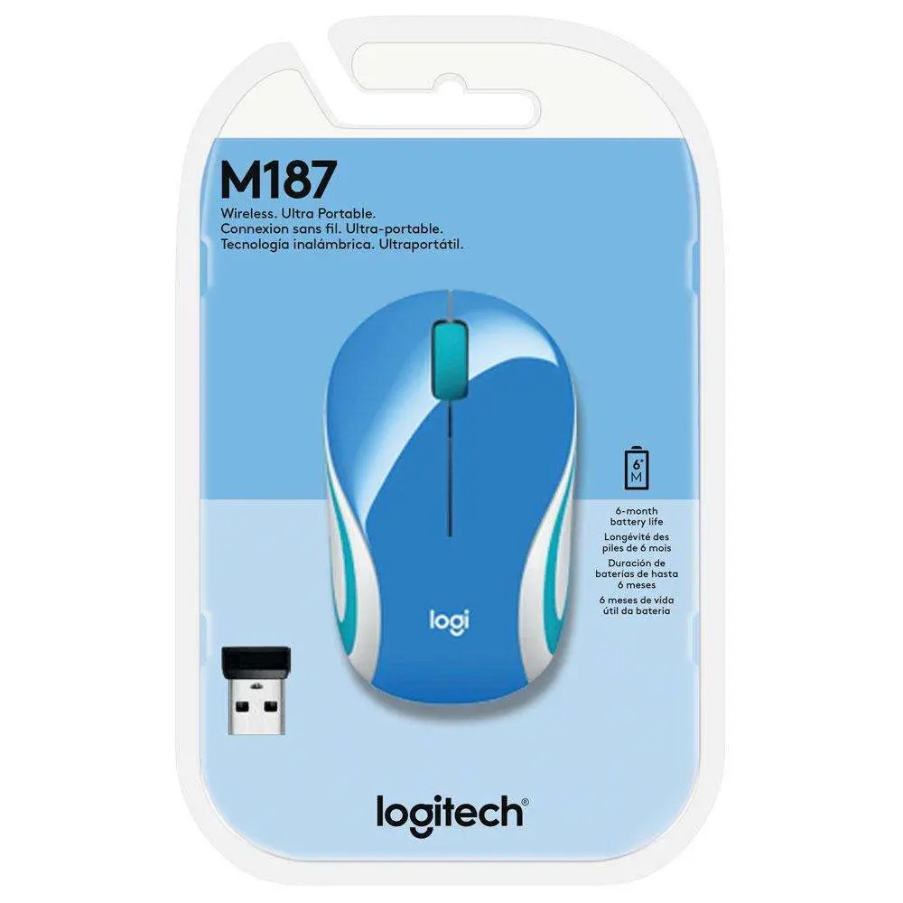 Mini Mouse sem fio Logitech M187 Azul | Compacto e Versátil - Crystal ...