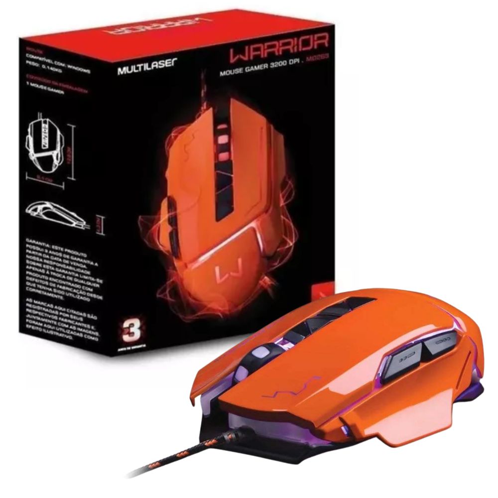 Mouse Gamer Multilaser Warrior MO263 - Crystal Informática
