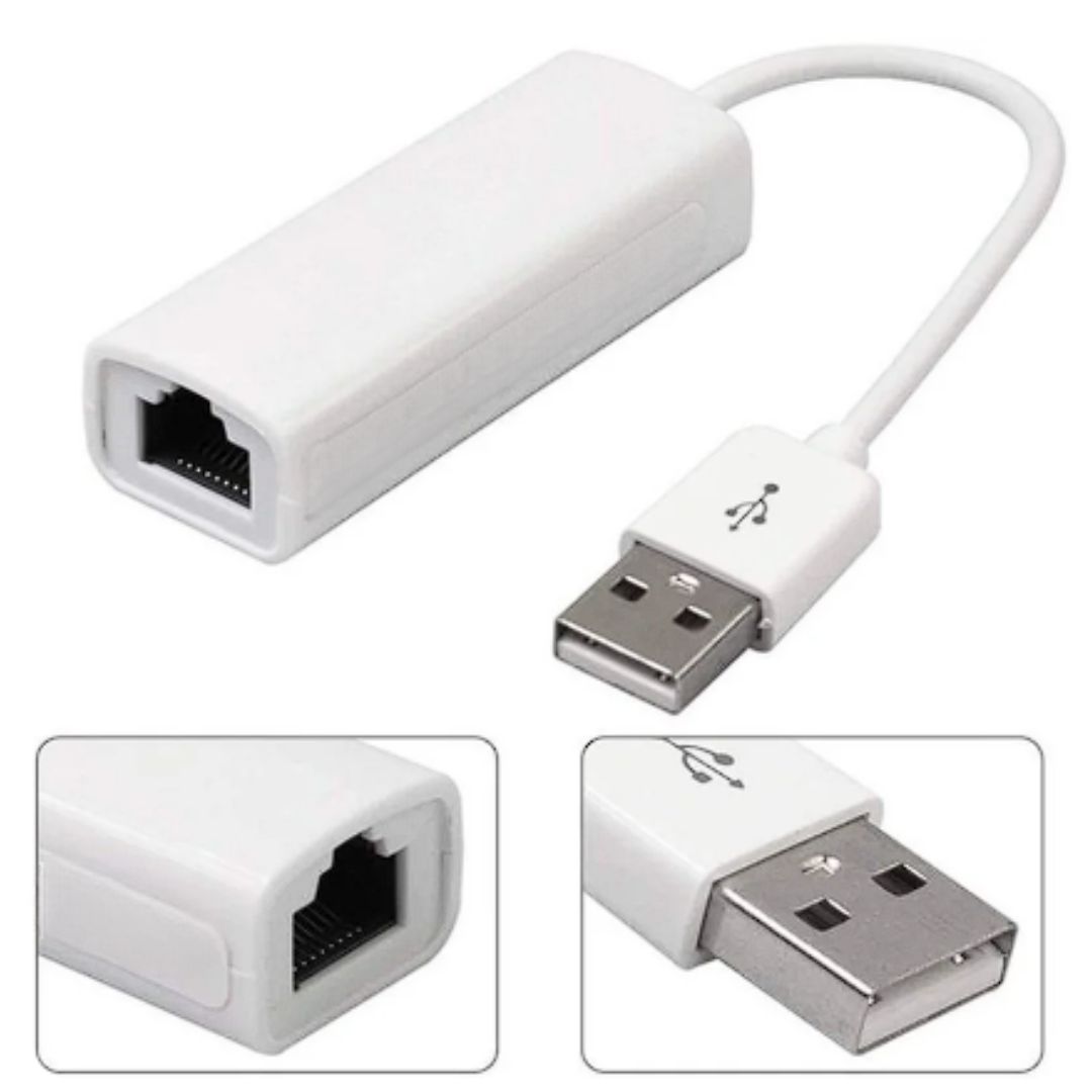 Adaptador de rede USB RJ45 fêmea Com Extensor - Crystal Informática