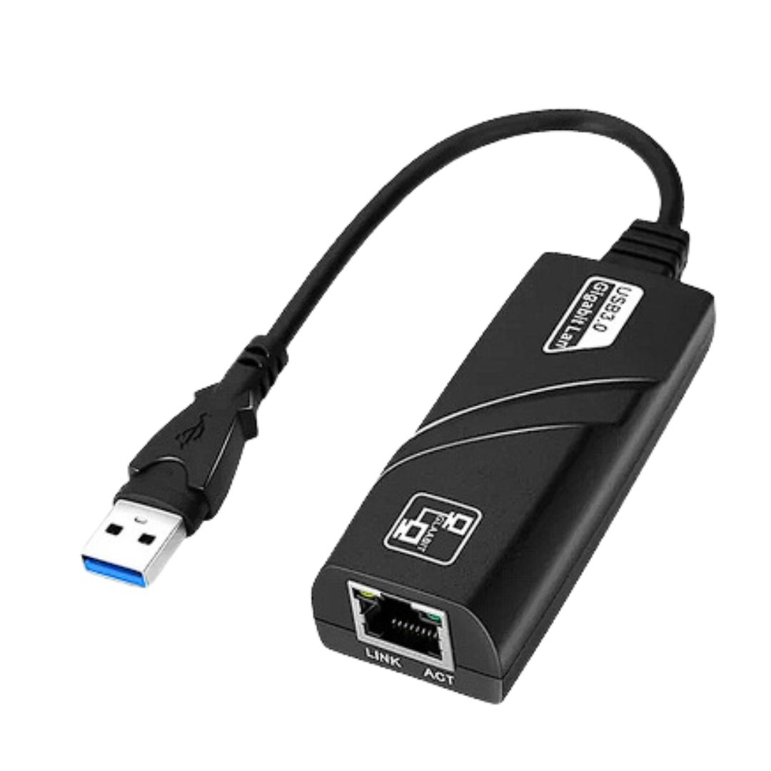 Adaptador de rede USB RJ45 fêmea Gigabit Com Extensor - Crystal Informática
