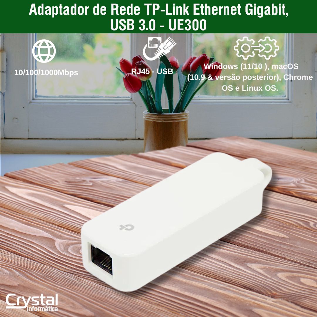 Adaptador de Rede TP-Link Ethernet Gigabit, USB 3.0 - UE300 - Crystal Informática