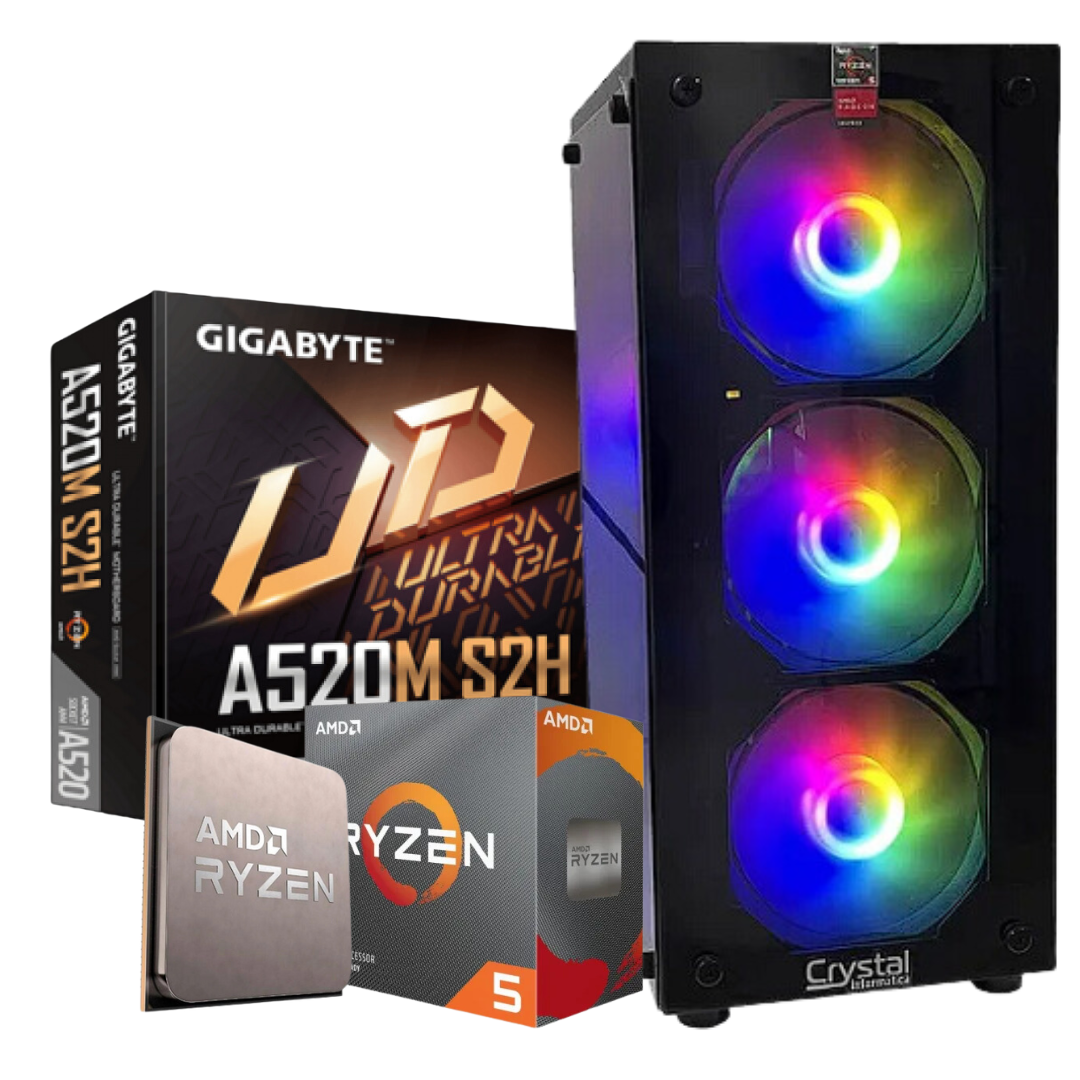 PC Gamer Ryzen 5 5600G, 8GB DDR4, NVMe 480GB, Windows 11 - Crystal ...