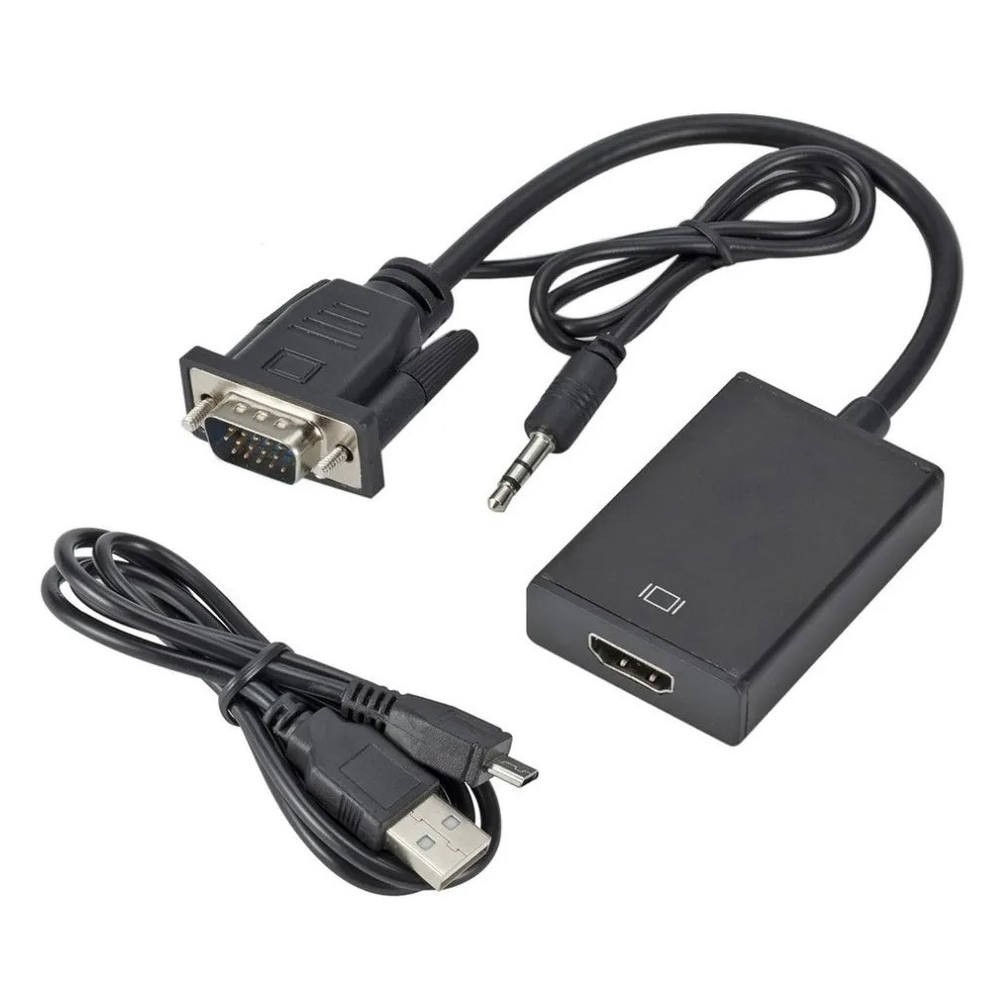 Conversor VGA Macho Para HDMI Fêmea Áudio-USB - Crystal Informática