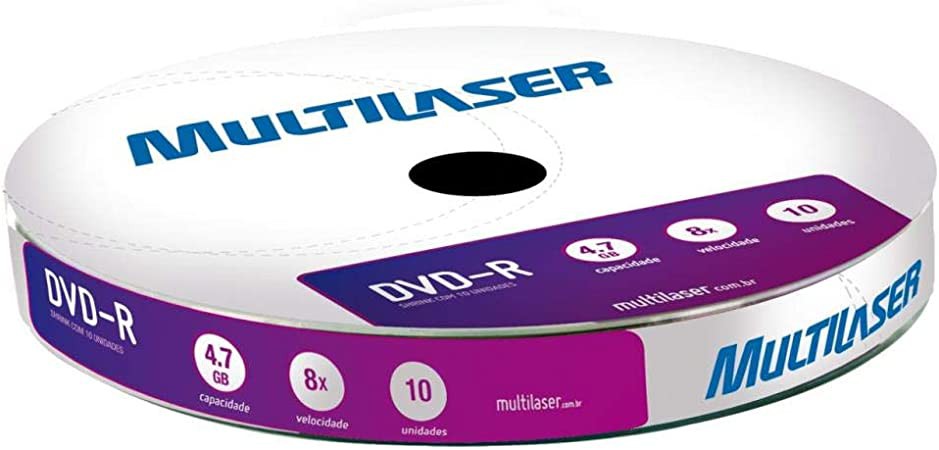 DVD-R Multilaser com 10 Unididades - Crystal Informática