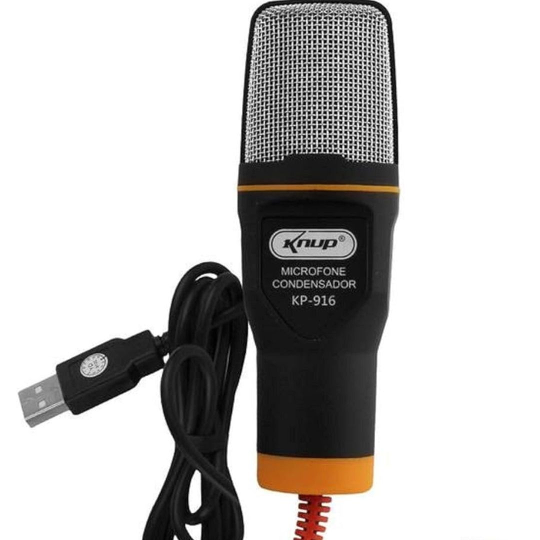 Microfone Condensador USB Com Tripe KP-916 Knup - Crystal Informática