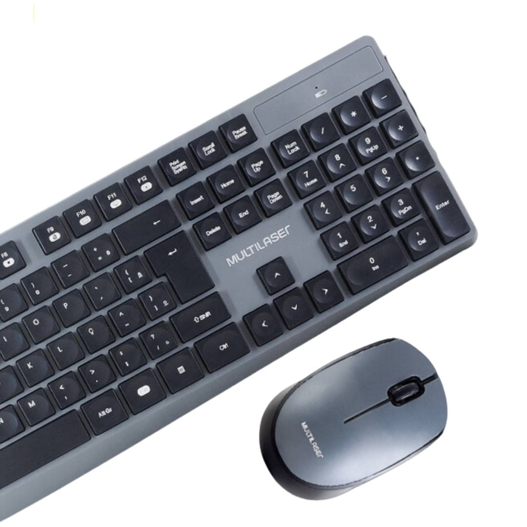 Kit Teclado e Mouse Sem Fio Multilaser TC245 - Crystal Informática