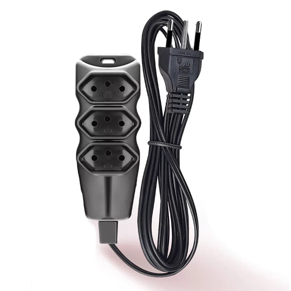 Extensão elétrica 3 tomadas 10A 10 metros Megatron - Crystal Informática