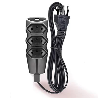 Extensão elétrica 3 tomadas 3 metros Megatron - Crystal Informática