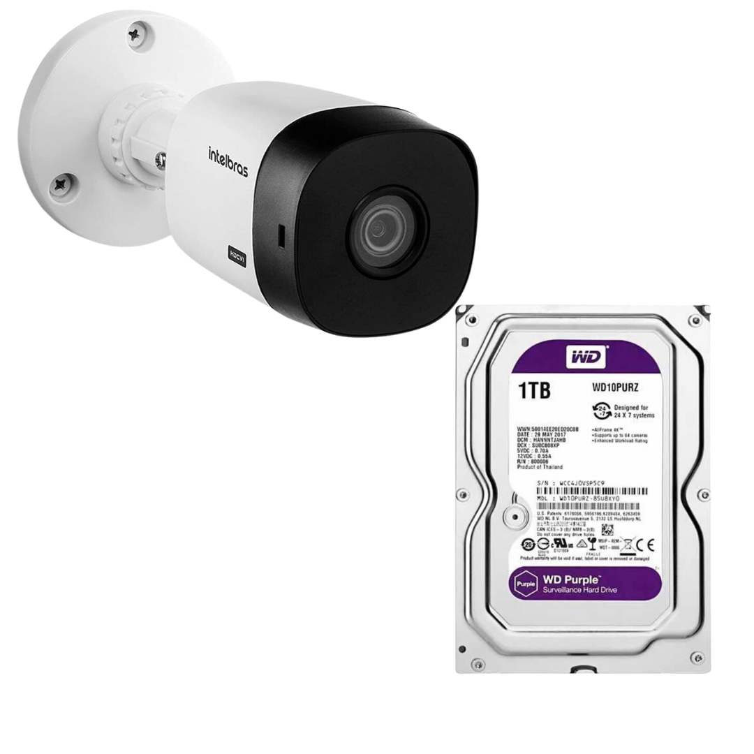 Kit 4 Câmeras Intelbras VHL 1220B DVR Intelbras MHD 1004-C - Crystal Informática