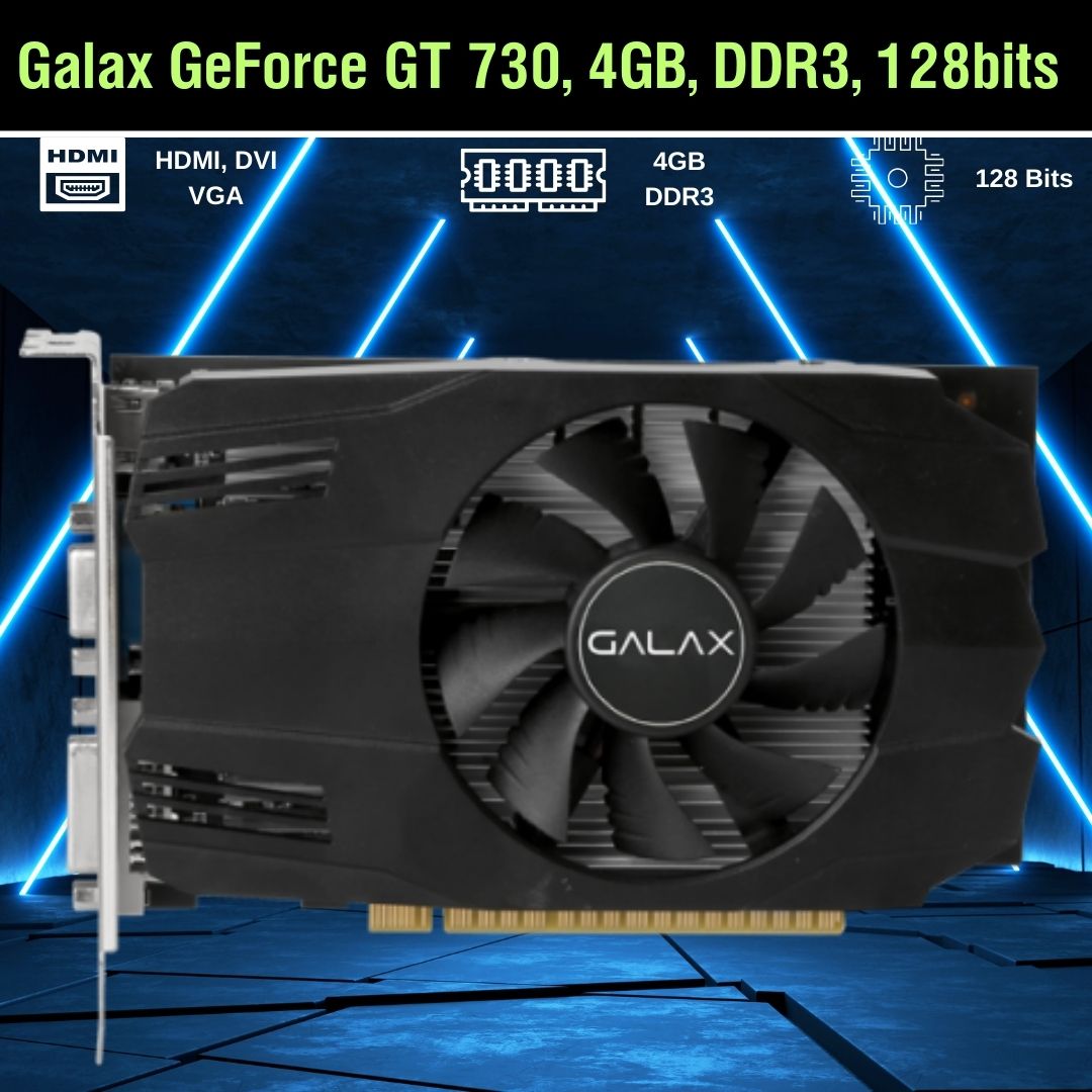 Placa de Vídeo Galax GeForce GT 730, 4GB, DDR3, 128bits - 73GQF8HX00HD - Crystal Informática