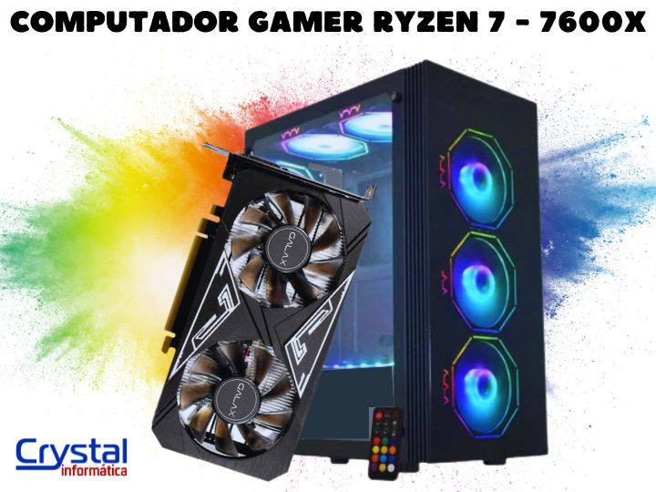 PC Gamer Crystal Com Processador AMD Ryzen5 7600X AM5 - Crystal Informática