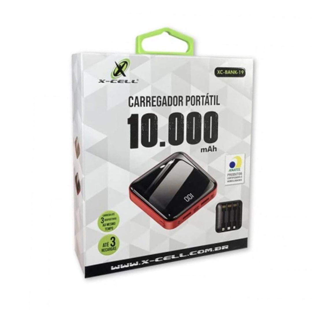 Carregador Bateria Portátil Power Bank 10000 mAh X-Cell - Crystal ...