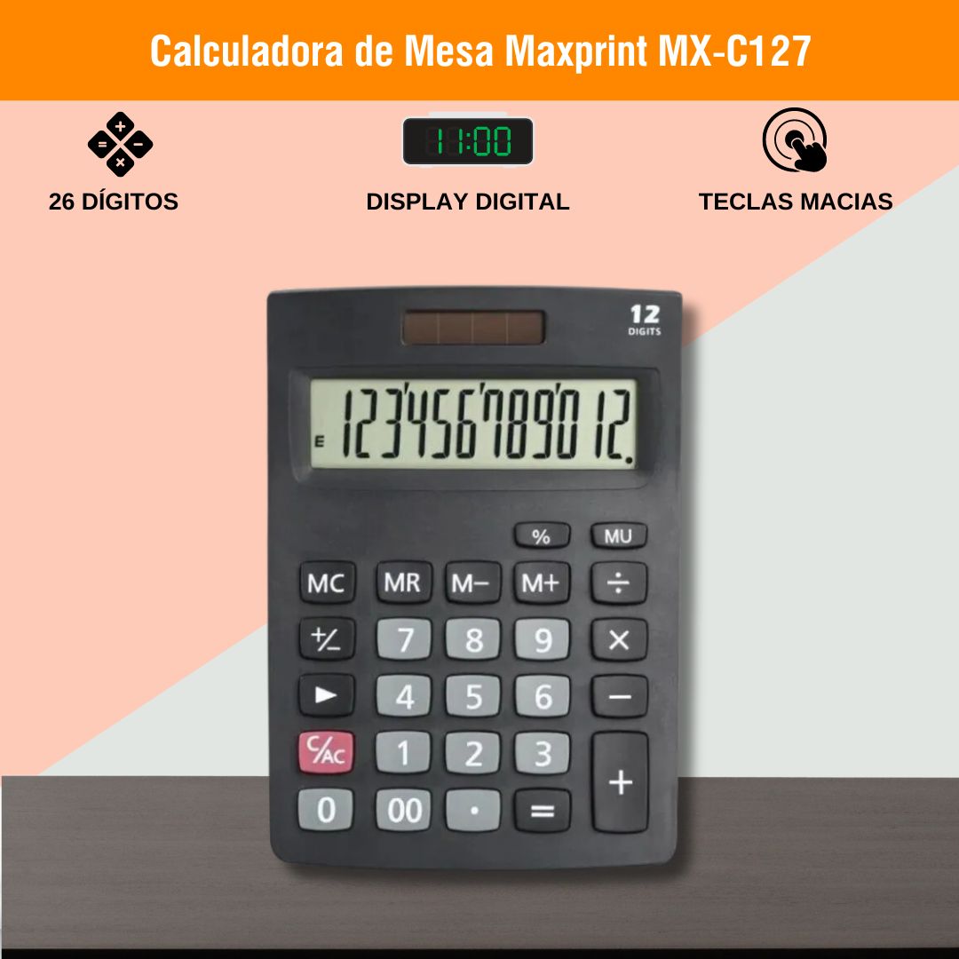 Calculadora de Mesa Maxprint MX-C127 - Crystal Informática