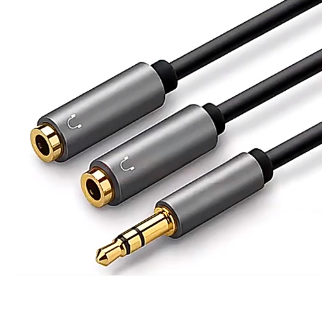 Conversor adaptador Plug P2 Macho Para 2 P2 Fêmea - Crystal Informática