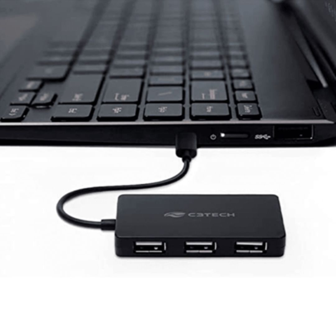 HUB USB 2.0 4 Portas C3tech HU-220BK - Crystal Informática