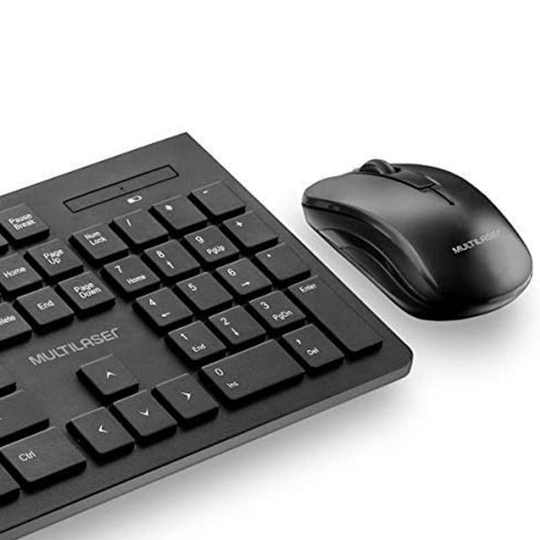 Kit Teclado e Mouse Sem Fio Multilaser TC212 - Crystal Informática
