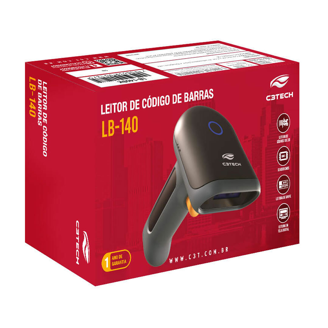 Leitor de Código de Barras C3Tech LB-140BK 1D/2D Com Fio - Crystal ...