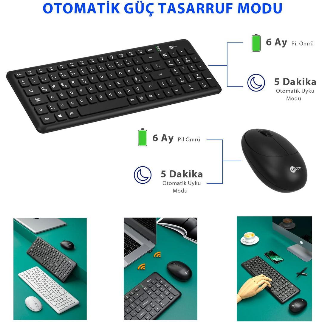 Teclado Mouse Sem Fio Lecoo KW204 Wireless USB Anatel - Crystal Informática