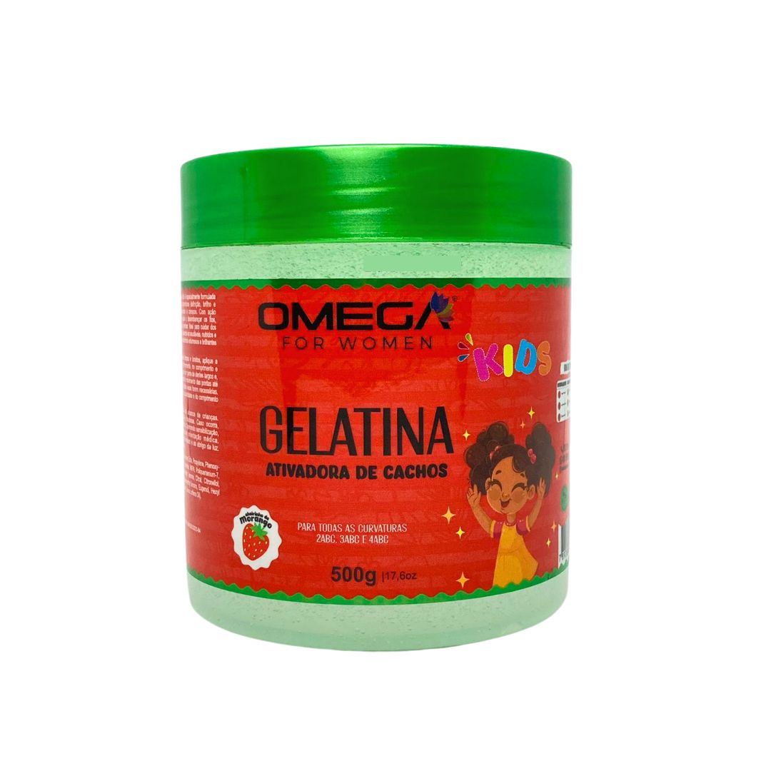 Gelatina Finalizadora Kids Morango 500g Omega Hair - Camelô da Beleza