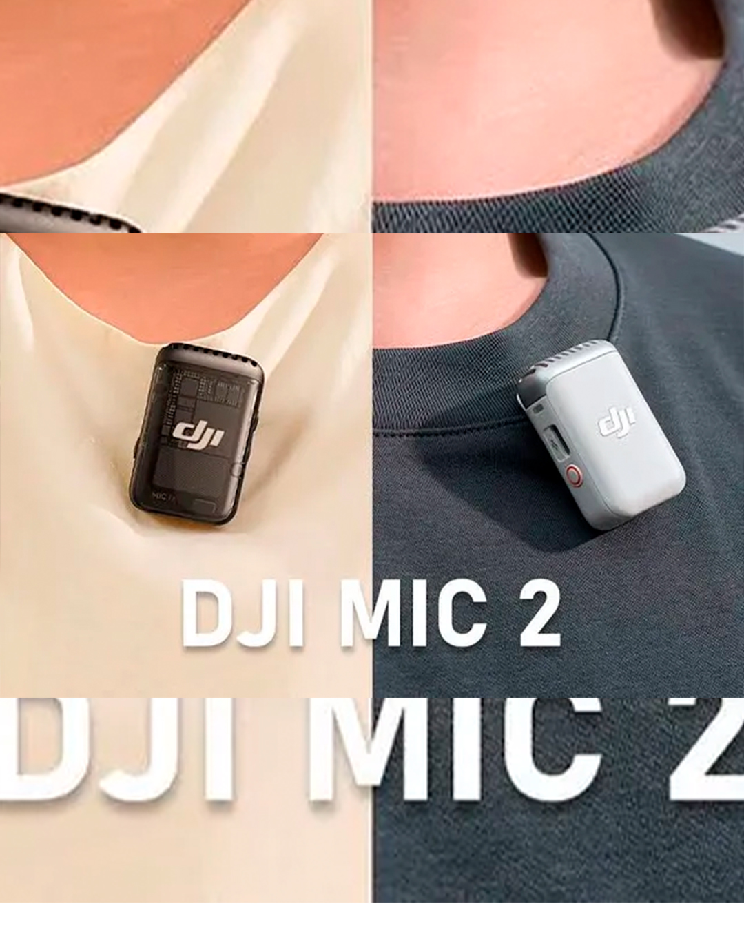 Microfone Dji Mic 2 Transmitter (Pearl White e Black ) - Mais Store