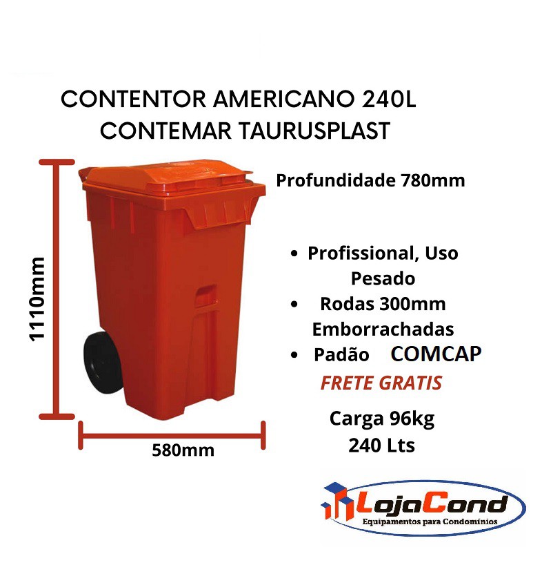 Container 240L com rodas – CONTEMAR Americano - LojaCond Store