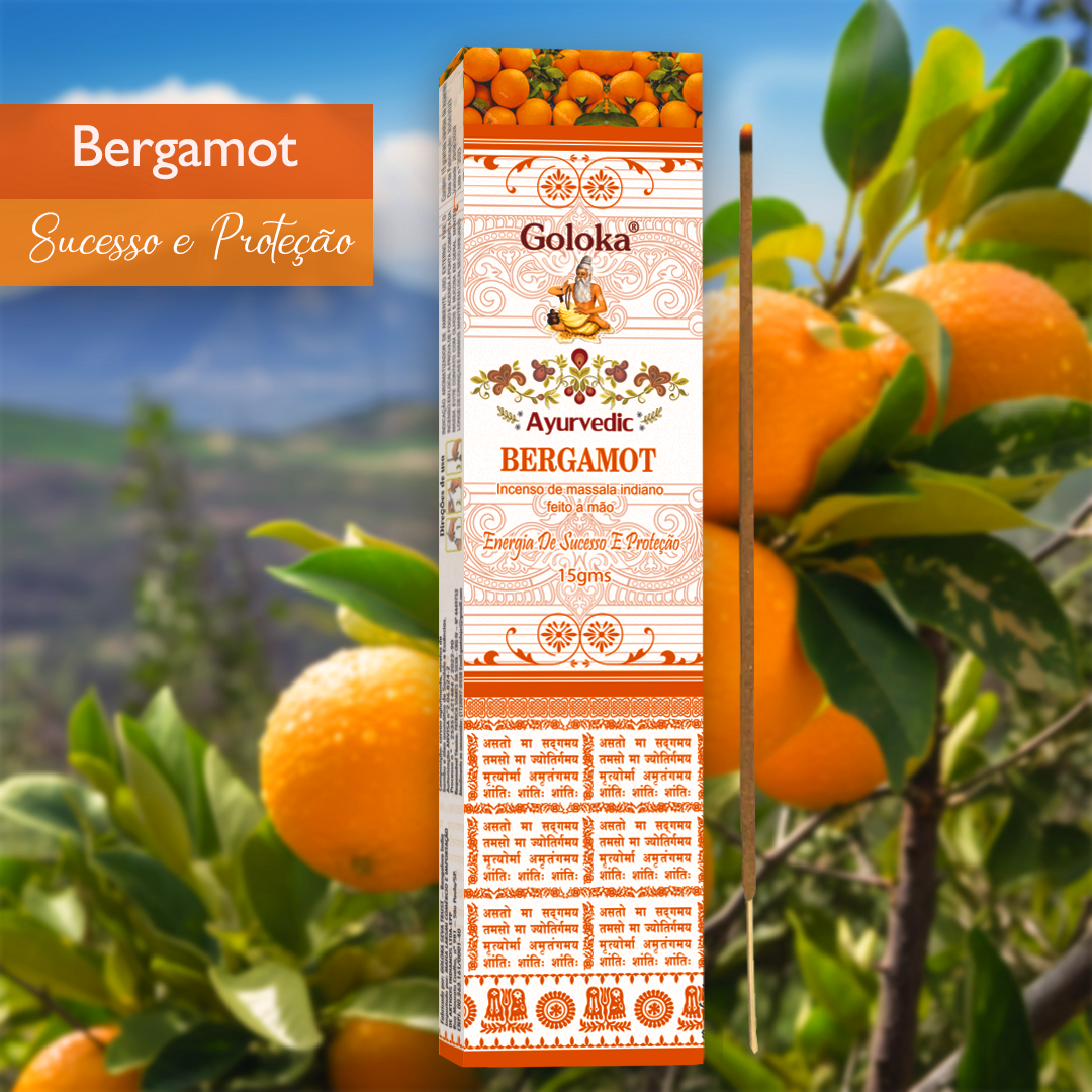 INCENSO GOLOKA AYURVEDIC BERGAMOT 15G - LOTUS ATACADO