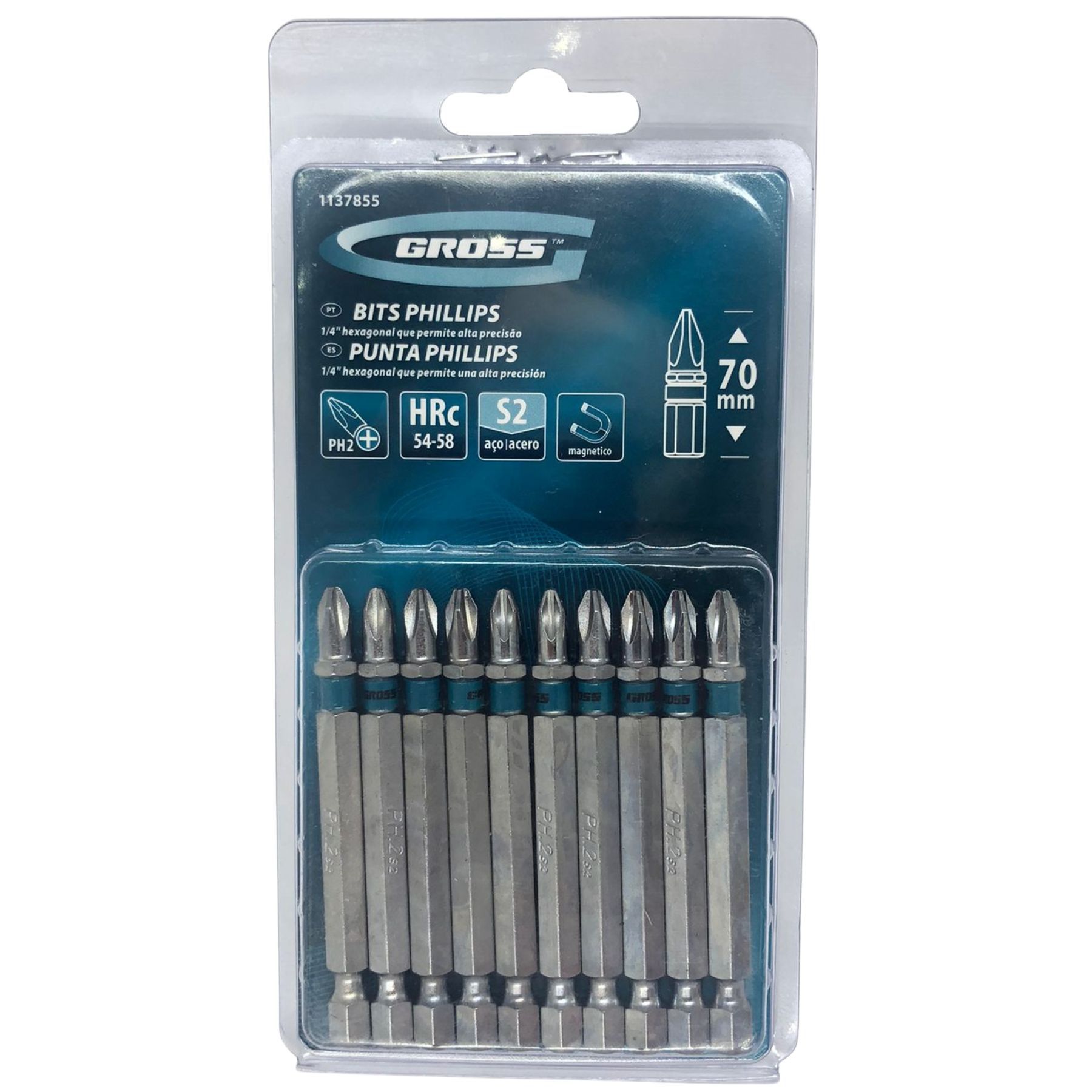 Bits Philips Magnético PH2 x 70 mm Unitário Gross - Fullstock