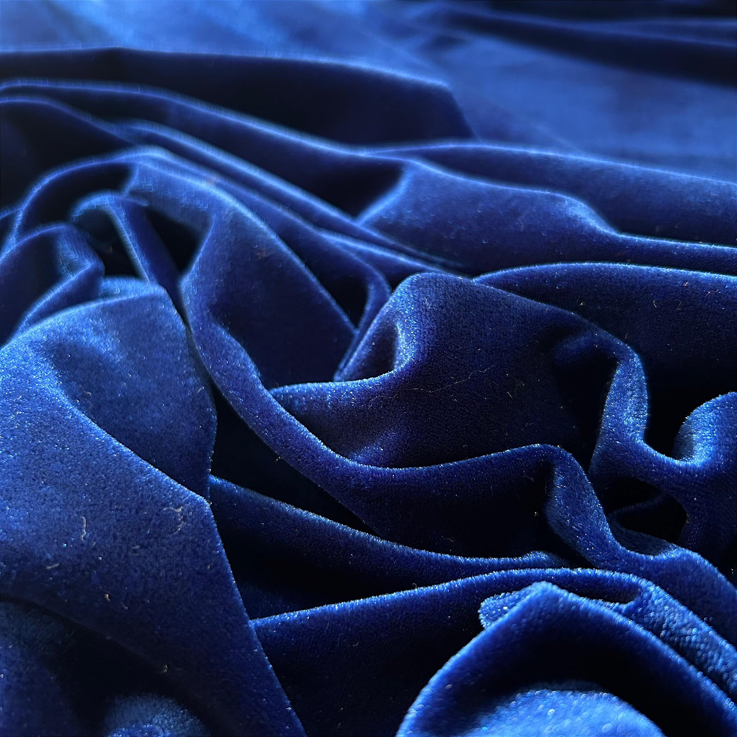 VELUDO MOLHADO ALEMÃO COM BRILHO CRISTAL | 1m X 1,50m | AZUL BIC ...