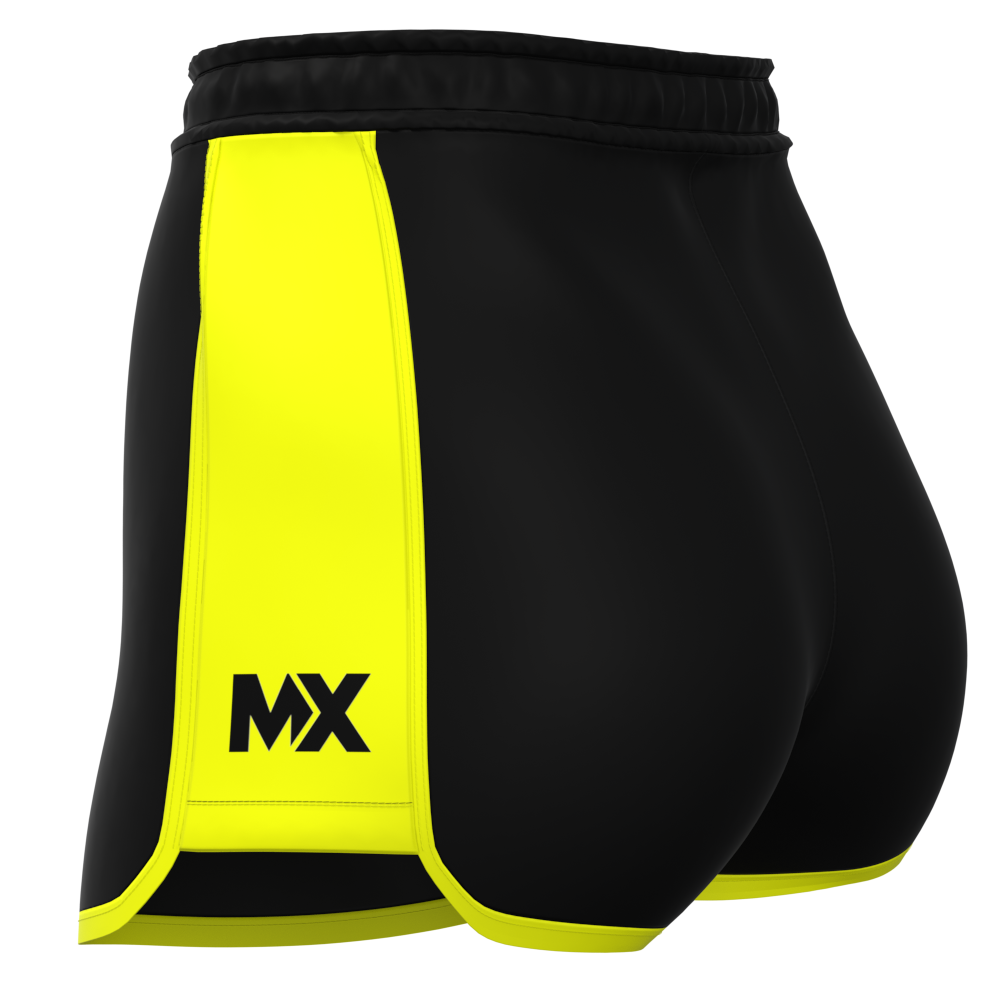 Short Beach Tennis Feminino Preto e Amarelo Fluor - MaxSport Uniformes ...