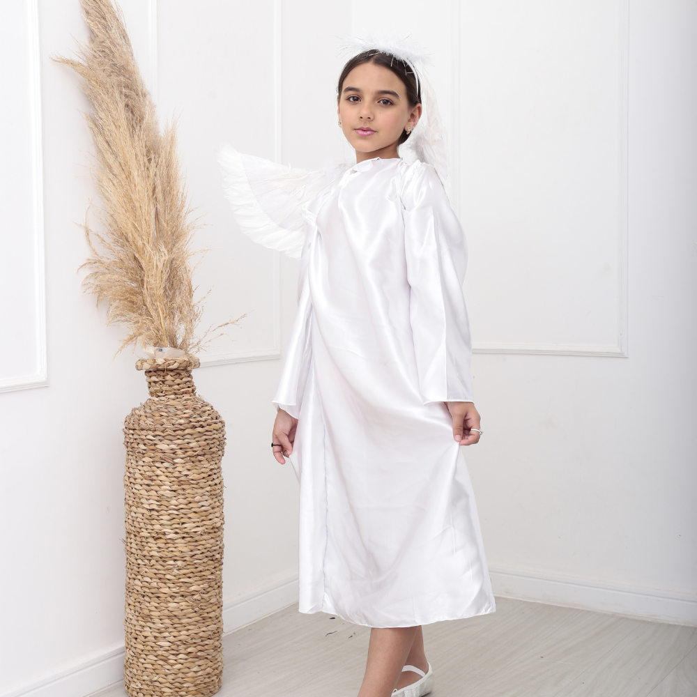Fantasia de Anjo Infantil Unissex Túnica Anjinho Querubim Bata Branca ...
