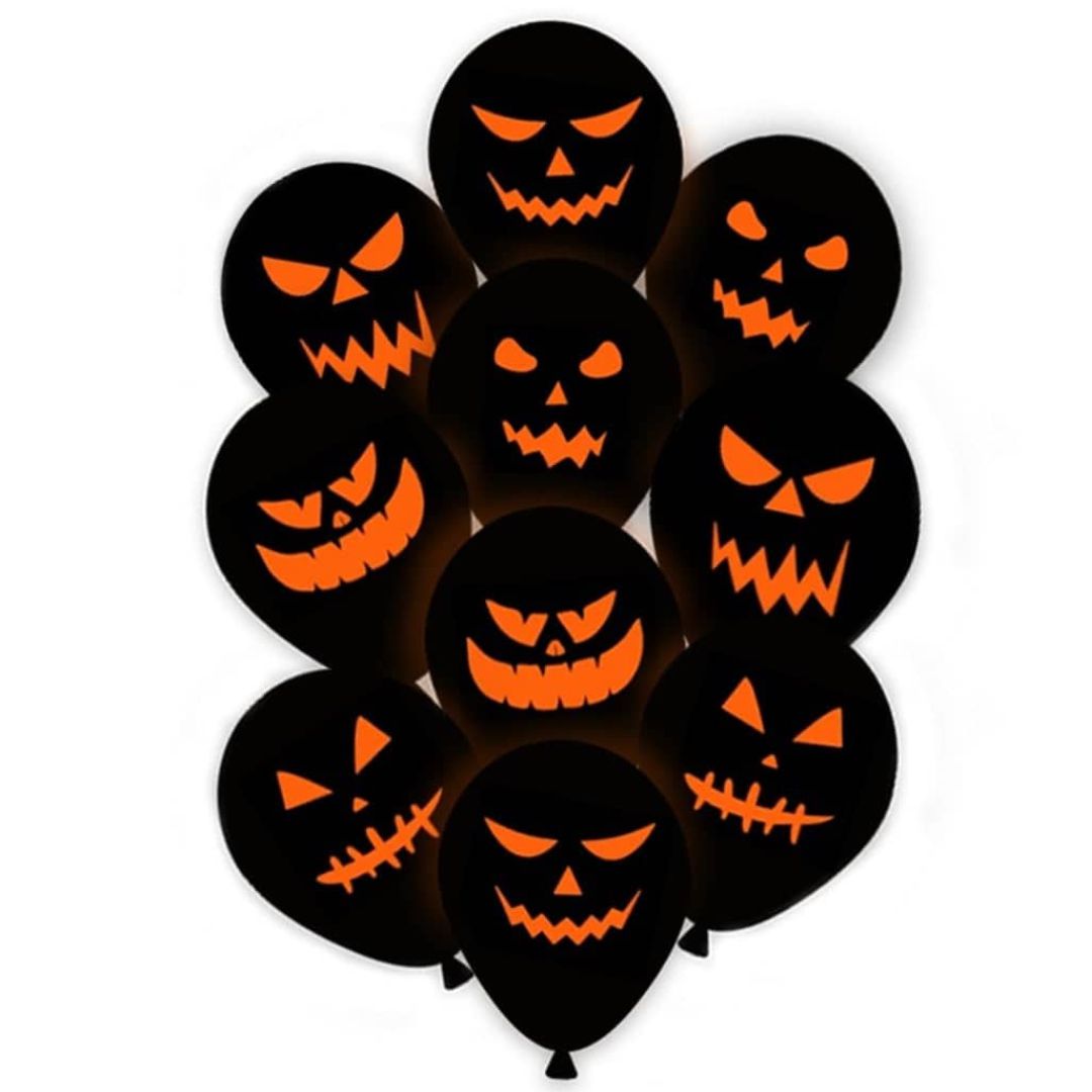 Balão Redondo 12" Decorado c/ 10 Unidades Bexigas Tema Halloween Dia ...