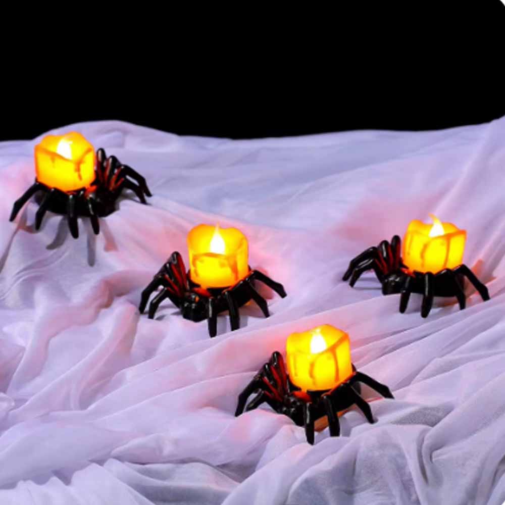 Mini Vela de Led Decoração de Mesa Halloween Aranha Enfeite Festa ...