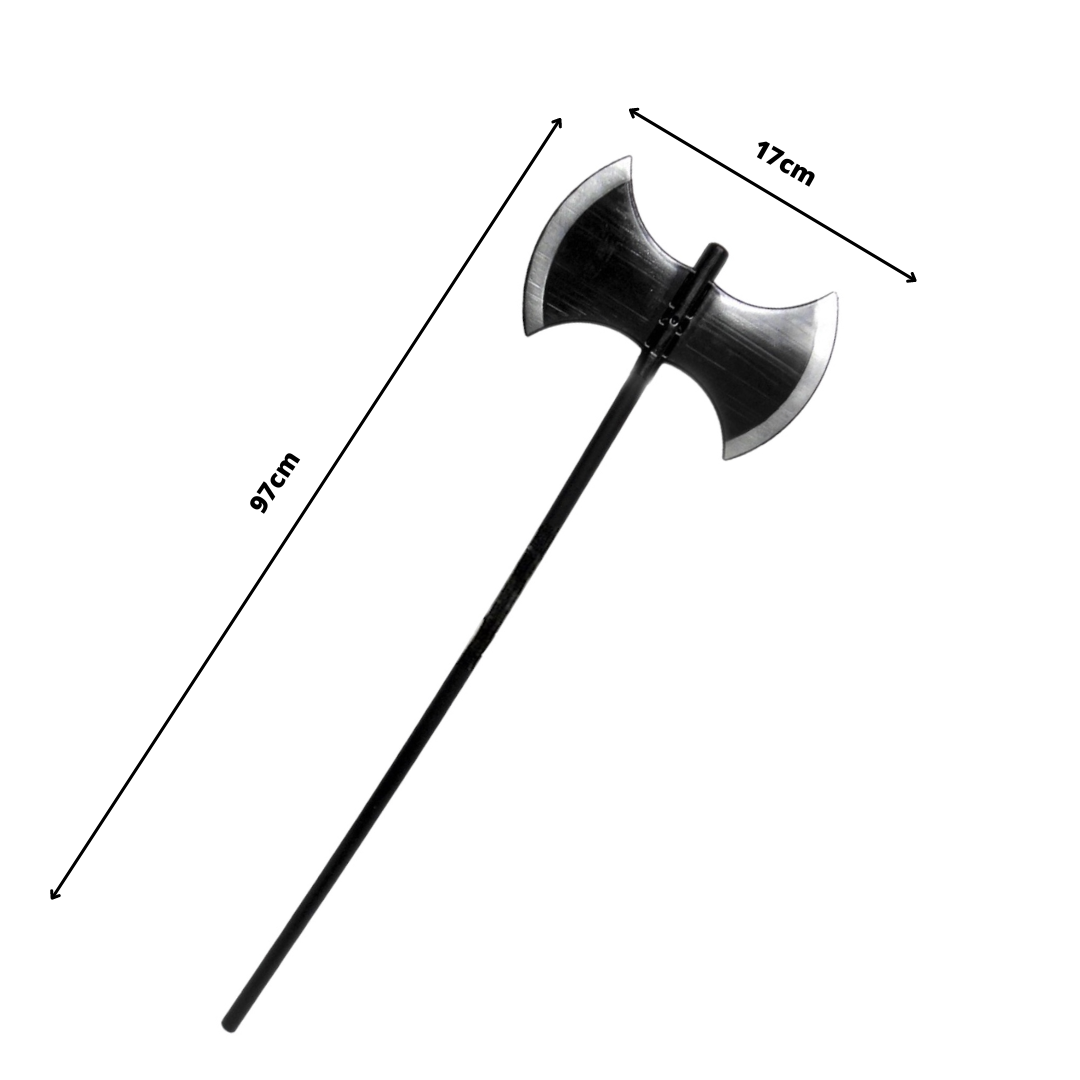 Machado Medieval Duplo Acessório Fantasia Carrasco Cavaleiro Gladiador ...