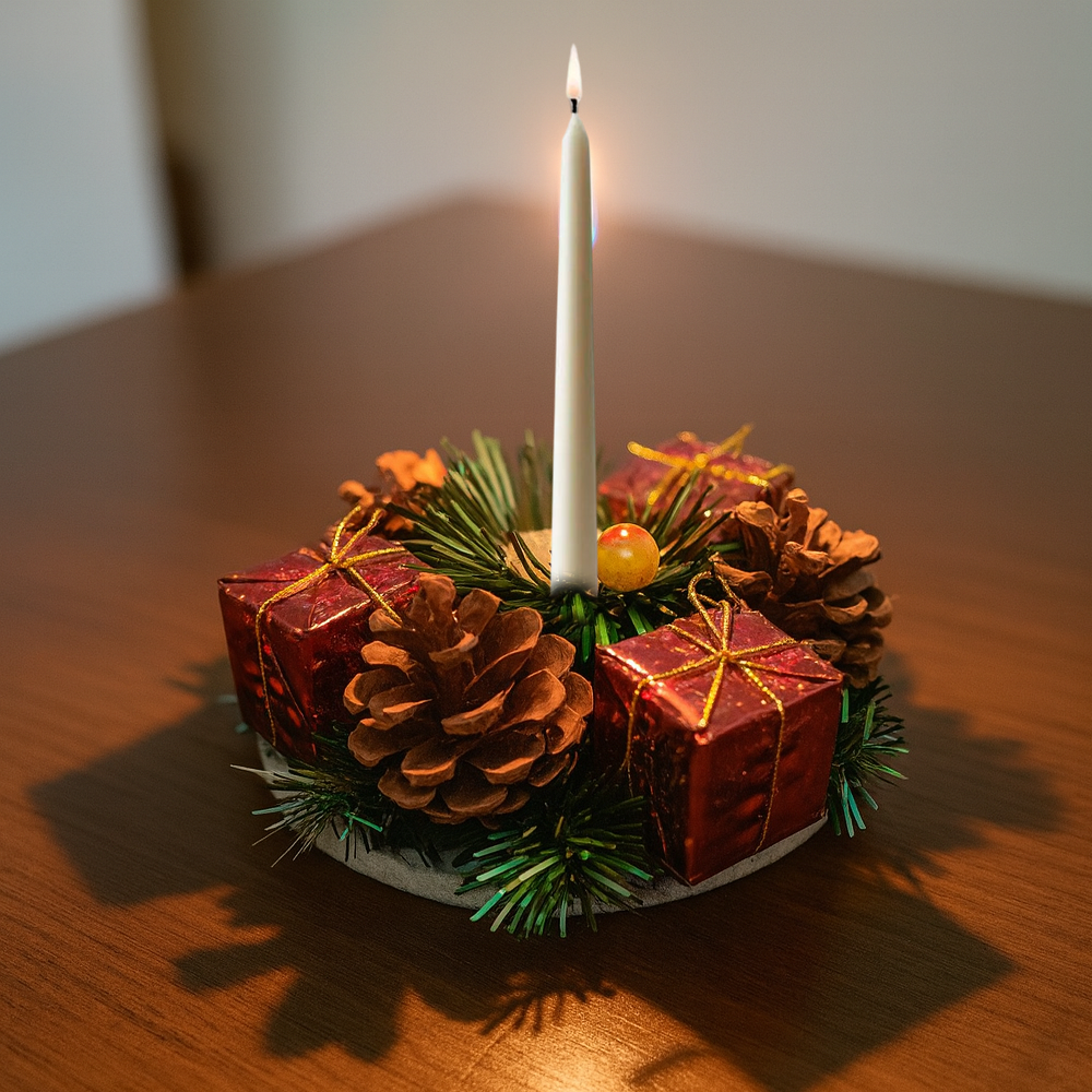 Porta Vela Candelabro Decoração para Ceia de Mesa Natal Enfeite de Mesa ...