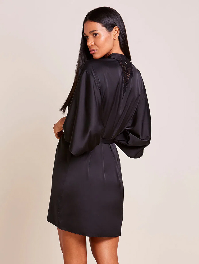 ROBE DE CETIM COM RENDA CELESTIAL - Voga Lingerie