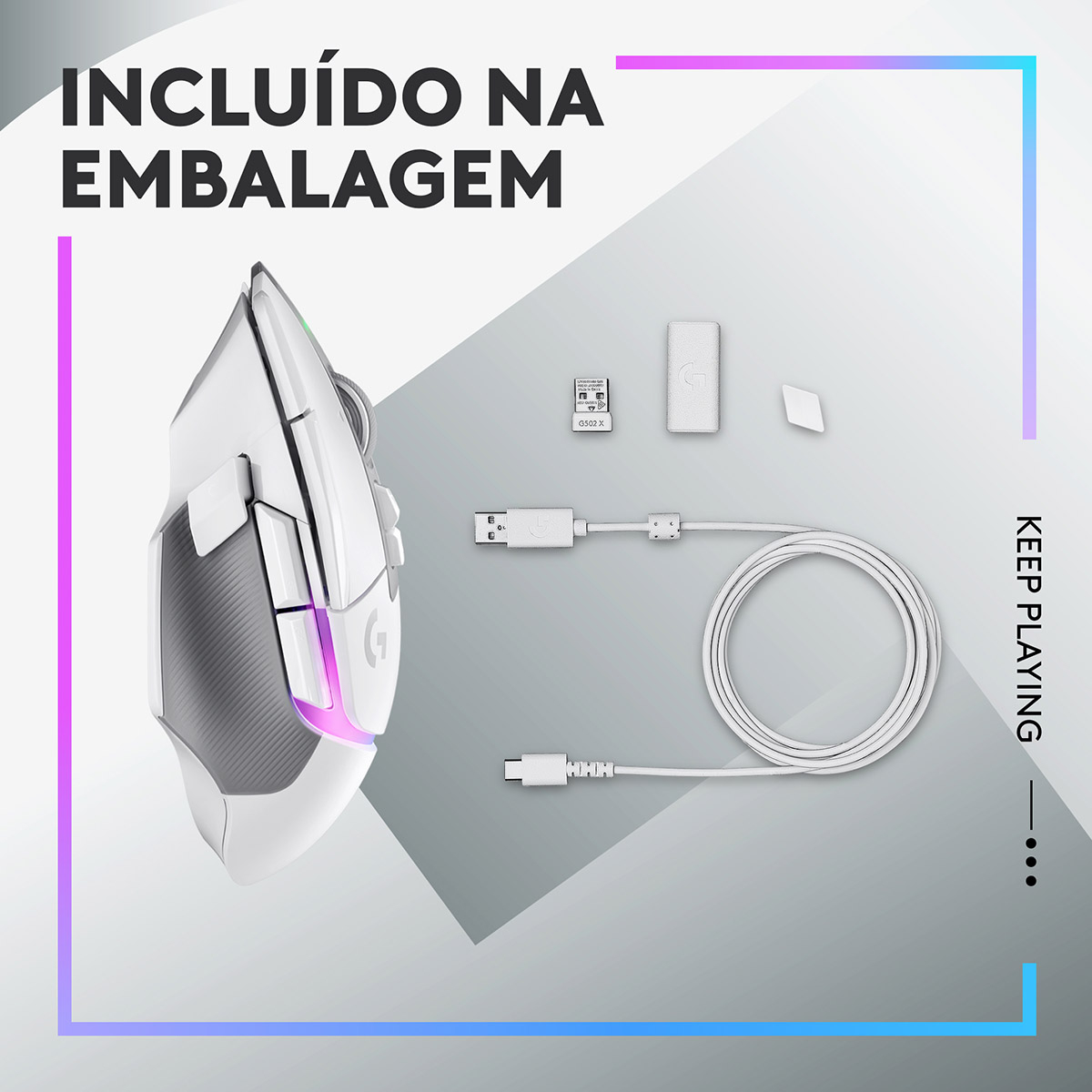 Mouse Gamer Logitech G502 X PLUS USB 25600 DPI 13 Botões Branco - 910 ...